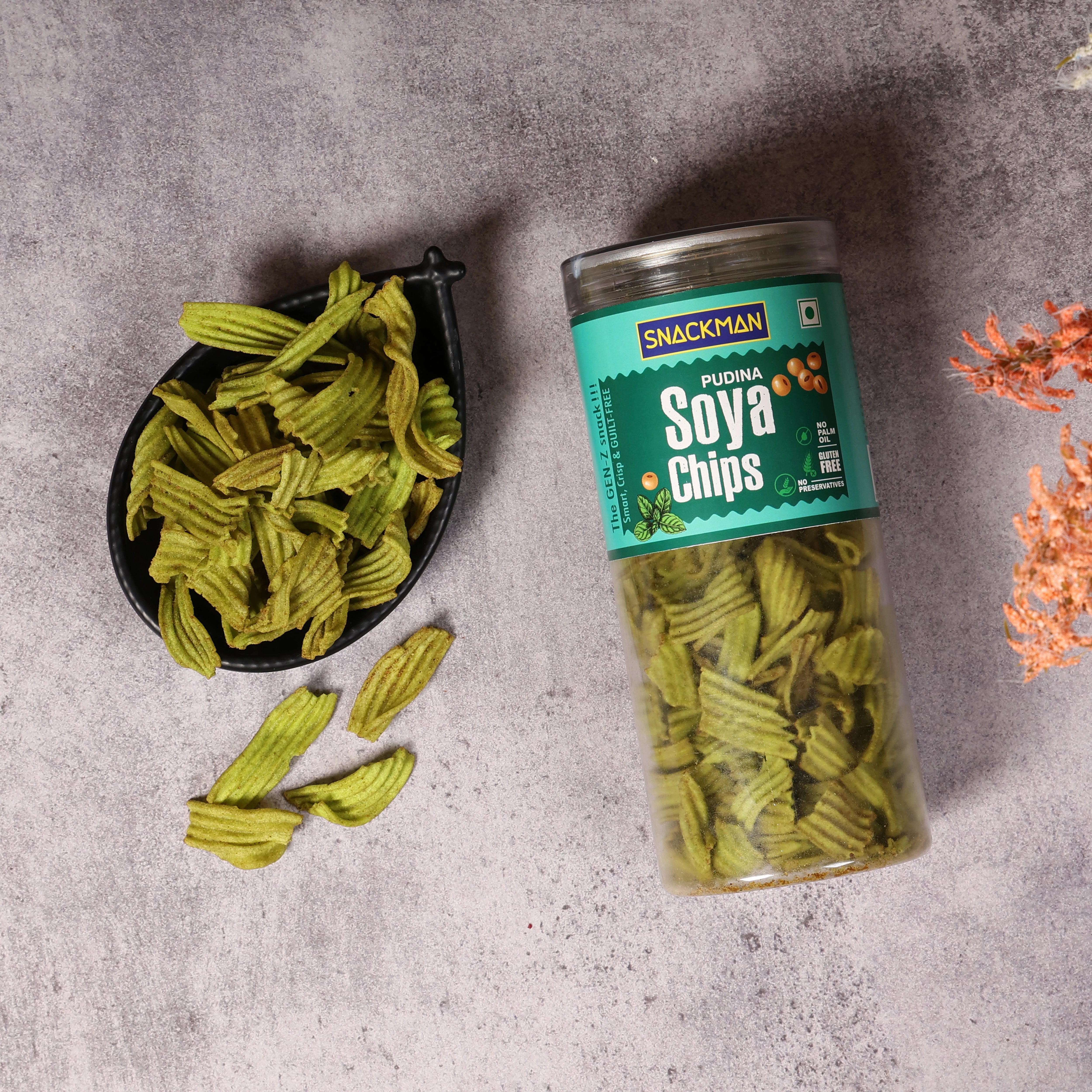 Buy Snackman Pudina Soya Chips 150g | Healthy Mint Flavored Protein ...
